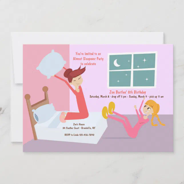 Pillow Fight Slumber Party Invitation | Zazzle