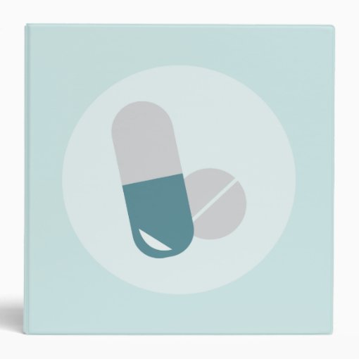 Pills - Medications graphic; blues & grays 3 Ring Binder | Zazzle