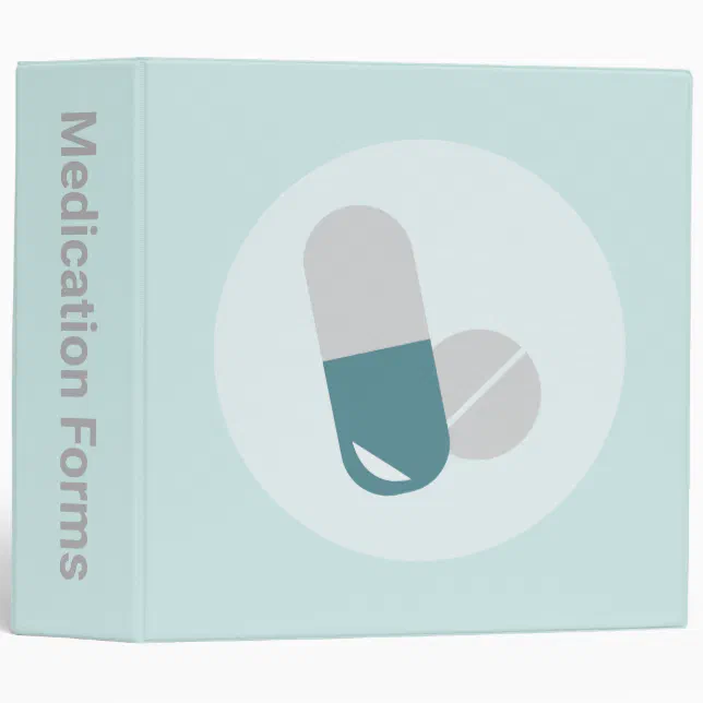 Pills - Medications graphic; blues & grays 3 Ring Binder | Zazzle