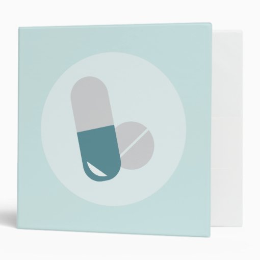Pills - Medications graphic; blues & grays 3 Ring Binder | Zazzle