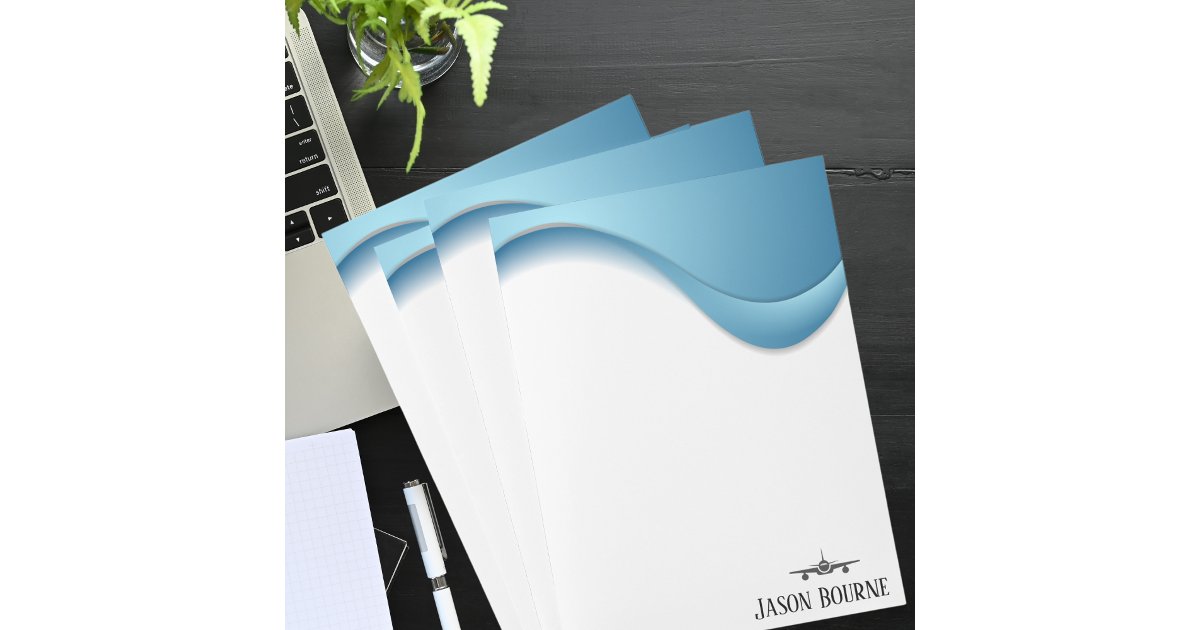 Pilot Airplane Aviation Blue White Modern Custom Pocket Folder | Zazzle
