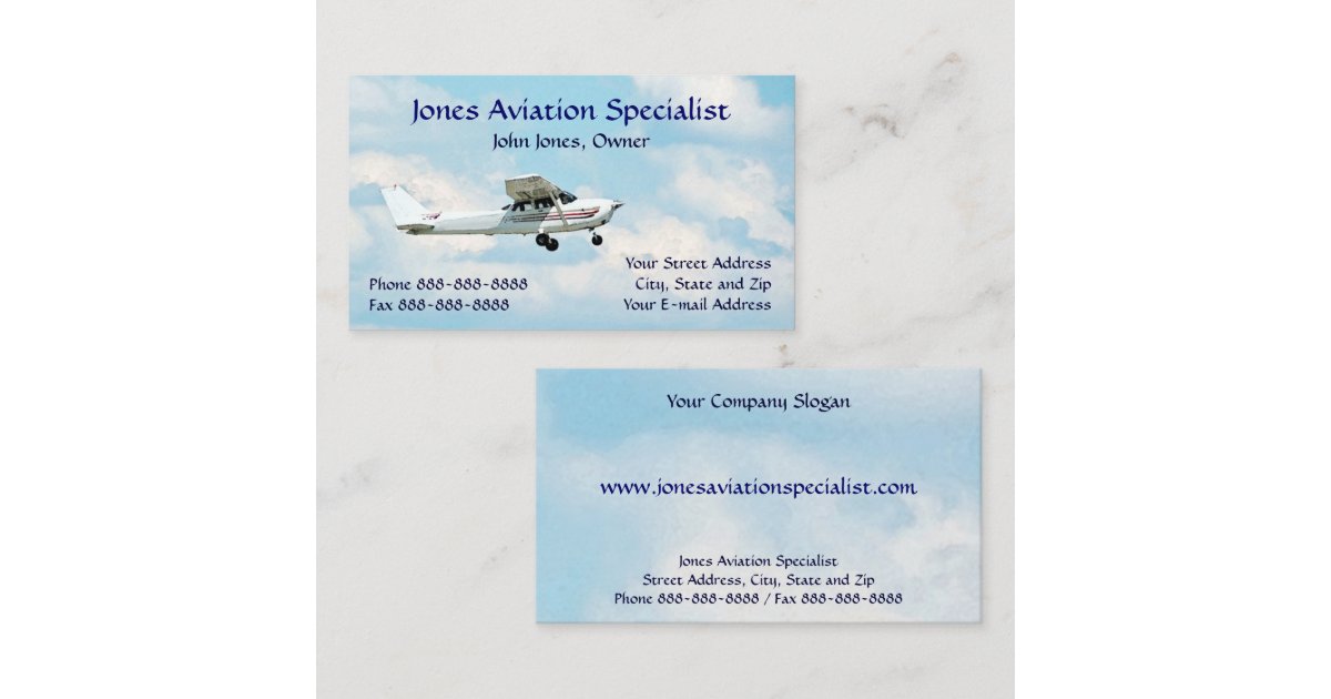 Pilot Aviation Single Engine Plane Business Card | Zazzle