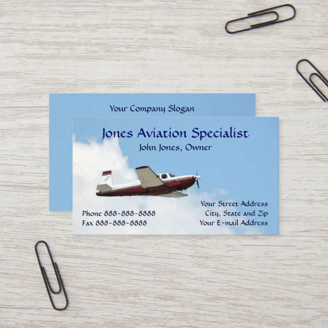Pilot Aviation Single Engine Plane Business Card | Zazzle