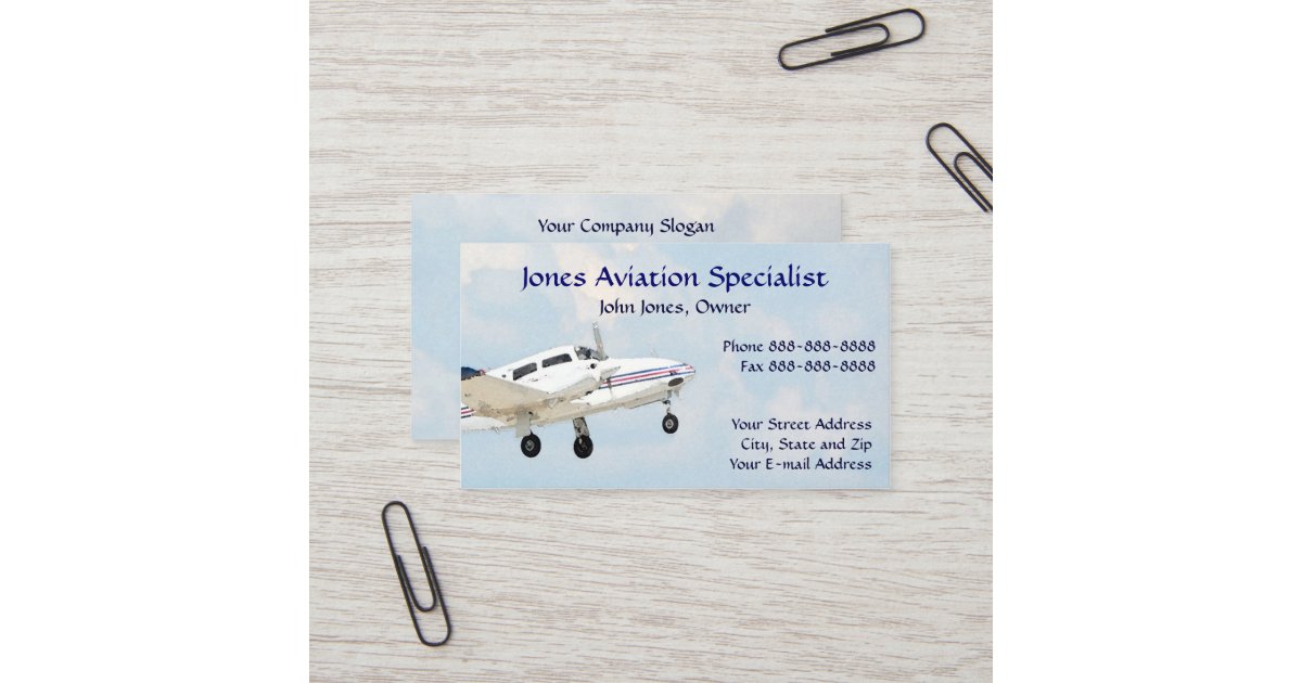 Pilot Aviation Twin Engine Plane Business Card | Zazzle