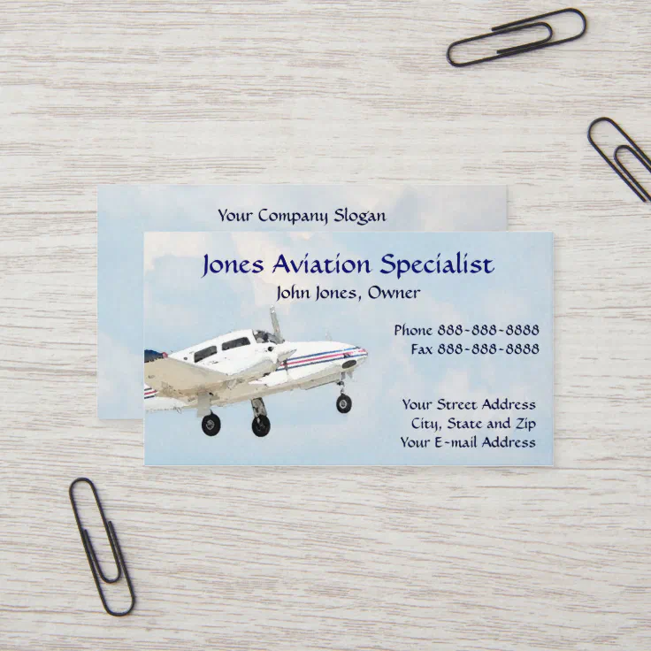Pilot Aviation Twin Engine Plane Business Card | Zazzle