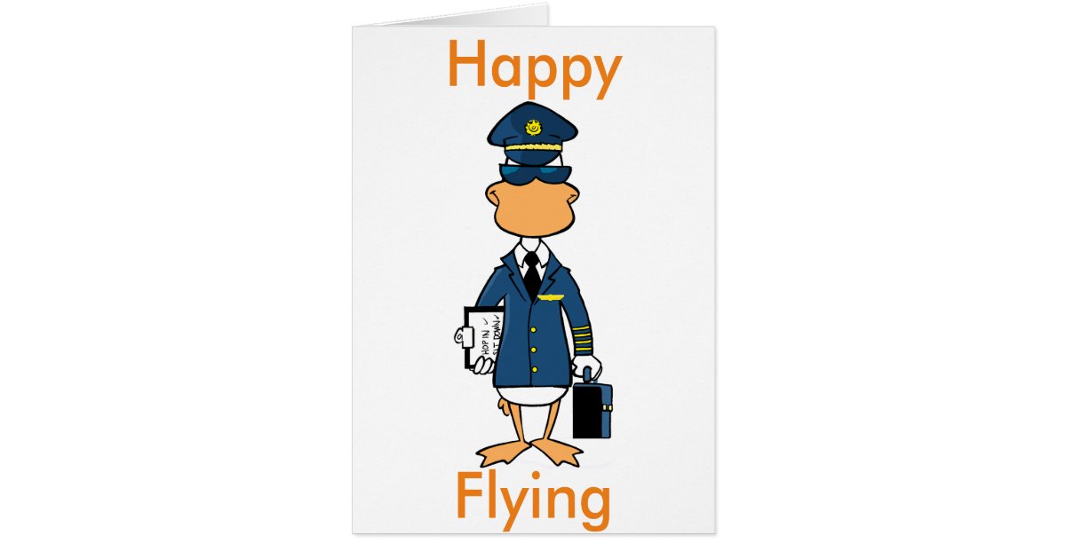 Pilot Humor Happy Flying Cartoon Card | Zazzle
