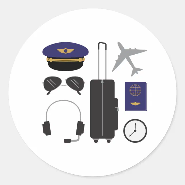 Pilot Items Classic Round Sticker | Zazzle