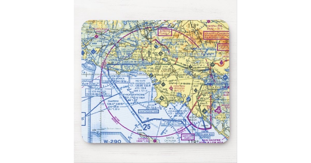 Pilot Navigation Chart for Socal Mouse Pad | Zazzle