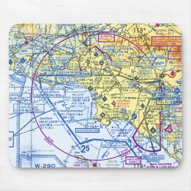 Pilot Navigation Chart for Socal Mouse Pad | Zazzle