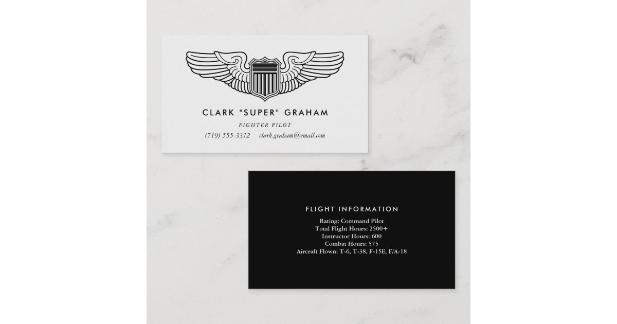 Pilot Wings Professional Aviator Business Card | Zazzle