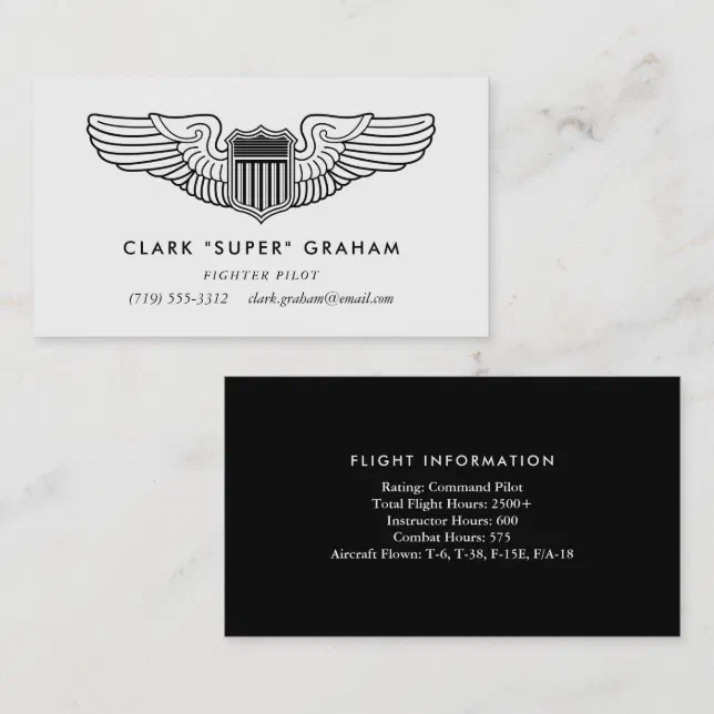 Pilot Wings Professional Aviator Business Card | Zazzle