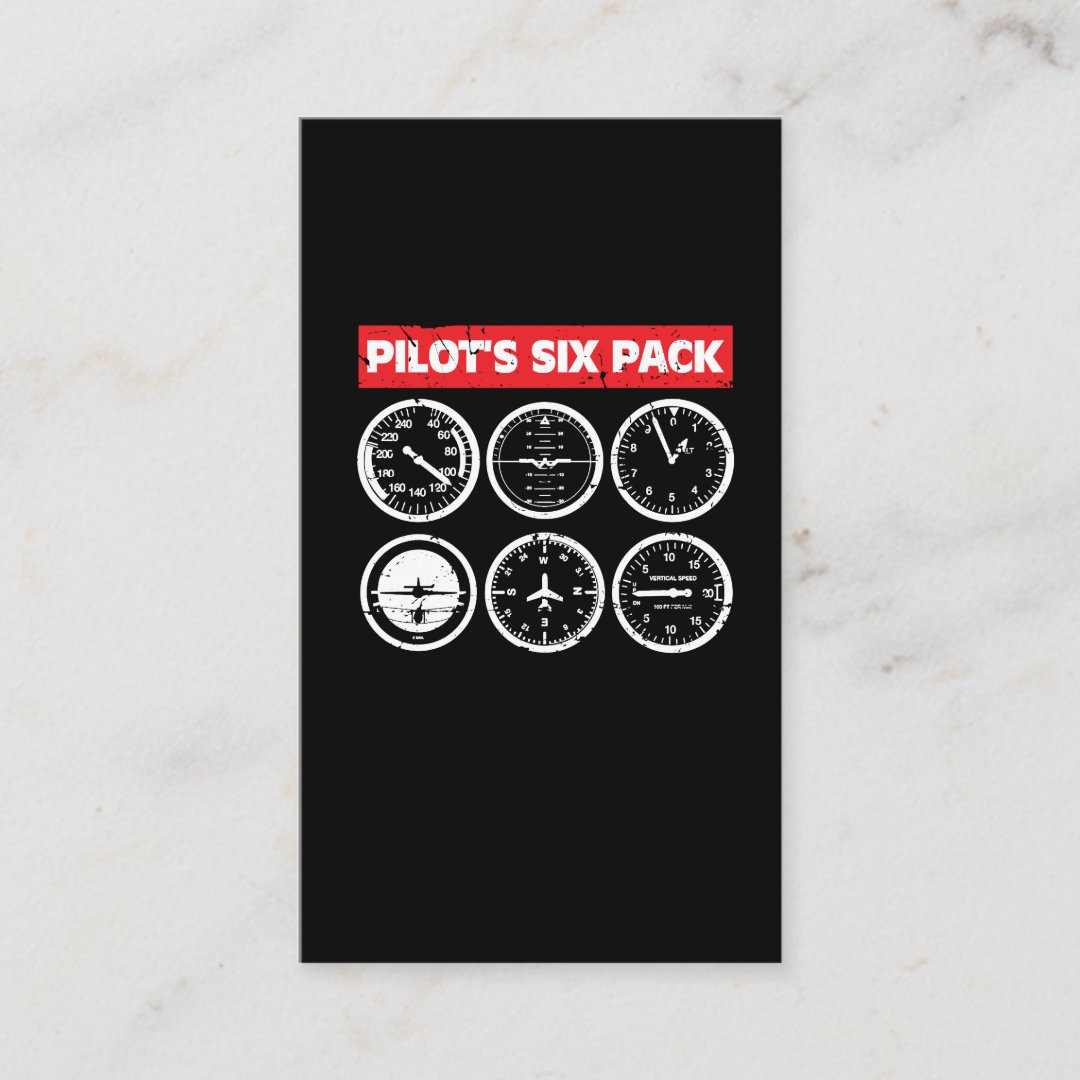 Pilot's Six Pack Flight Instruments Aviation Business Card | Zazzle