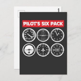 Pilot's Six Pack Flight Instruments Aviation Postcard | Zazzle