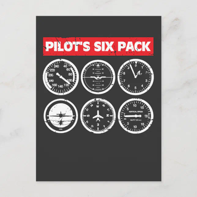 Pilot's Six Pack Flight Instruments Aviation Postcard | Zazzle
