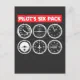Pilot's Six Pack Flight Instruments Aviation Postcard | Zazzle