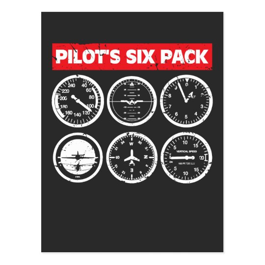 Pilot's Six Pack Flight Instruments Aviation Postcard | Zazzle.com