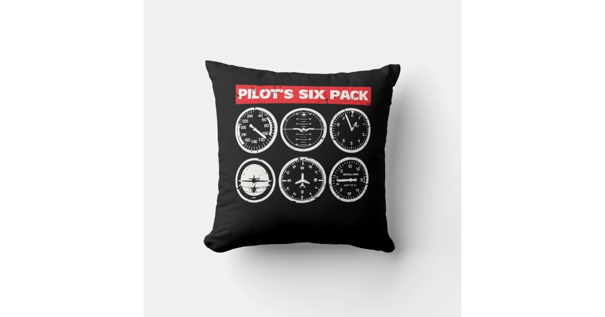 Pilot's Six Pack Flight Instruments Aviation Throw Pillow | Zazzle