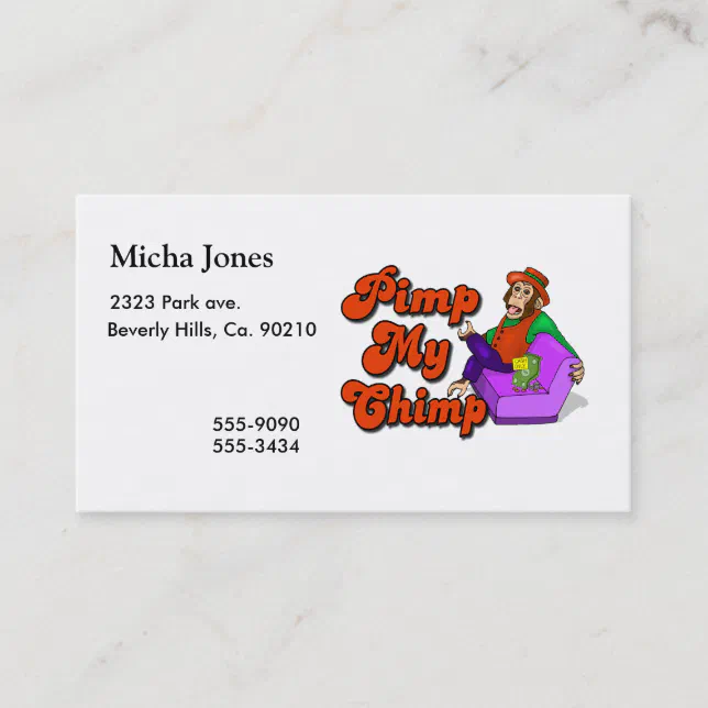 Pimp My Chimp Business Card | Zazzle