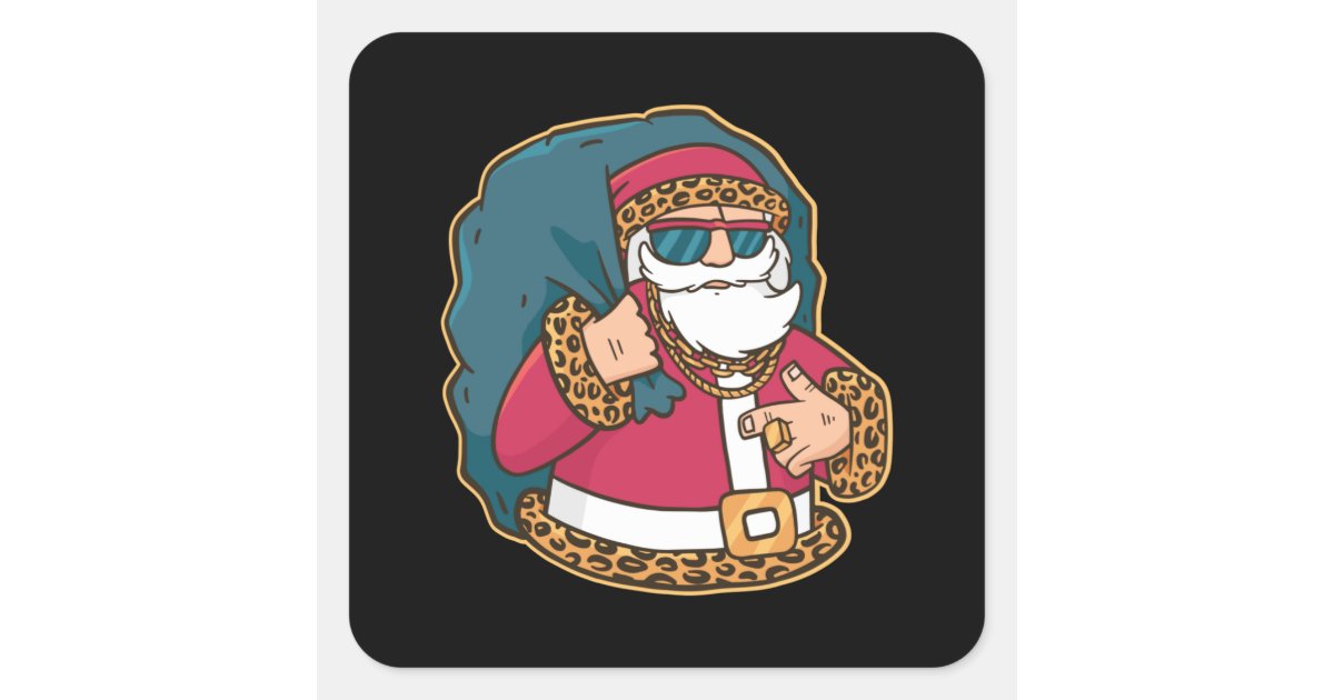 pimp santa square sticker | Zazzle