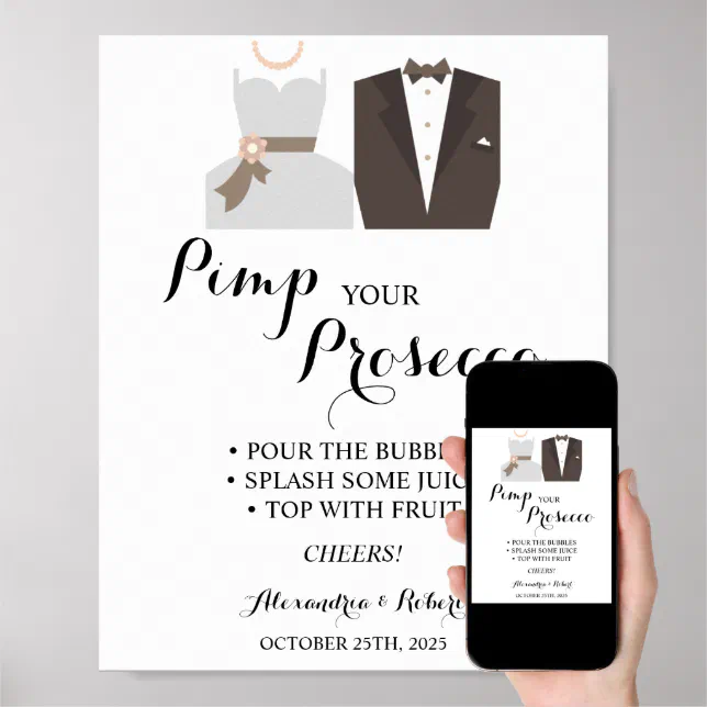 Pimp your Prosecco Bride & Groom Wedding Poster | Zazzle