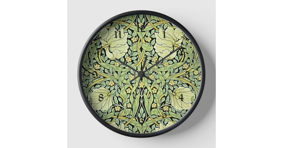 Pimpernel (green) by William Morris, Clock | Zazzle