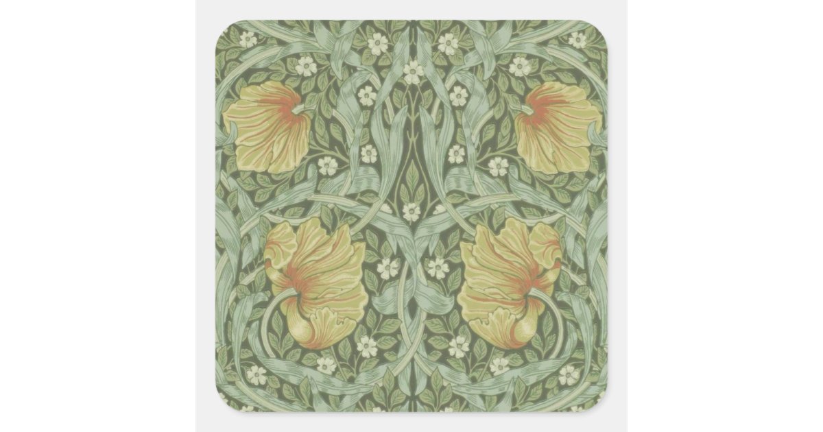 Pimpernel Pattern (by William Morris) Square Sticker | Zazzle