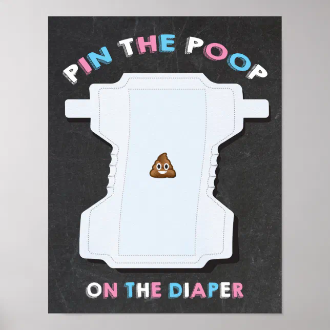 Pin the emoji poop on the diaper poster game | Zazzle
