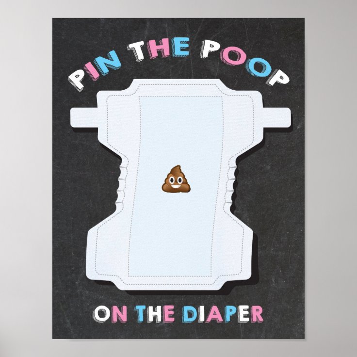 Pin the emoji poop on the diaper poster game | Zazzle