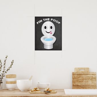 Pin the Poop on the Toilet Emoji Game Poster | Zazzle