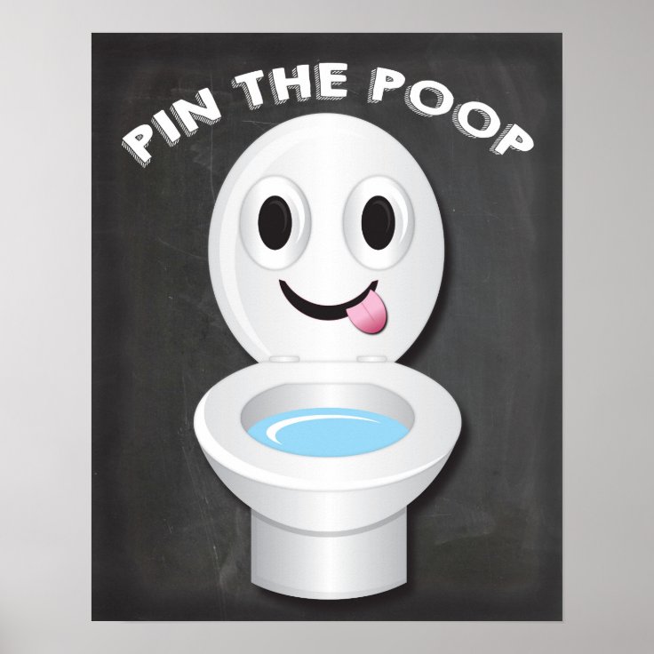 Pin the Poop on the Toilet Emoji Game Poster | Zazzle