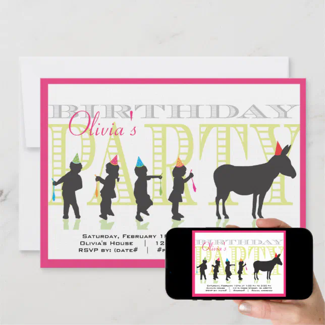 Pin the Tail on the Donkey Birthday Invitation | Zazzle