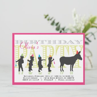 Pin the Tail on the Donkey Birthday Invitation | Zazzle