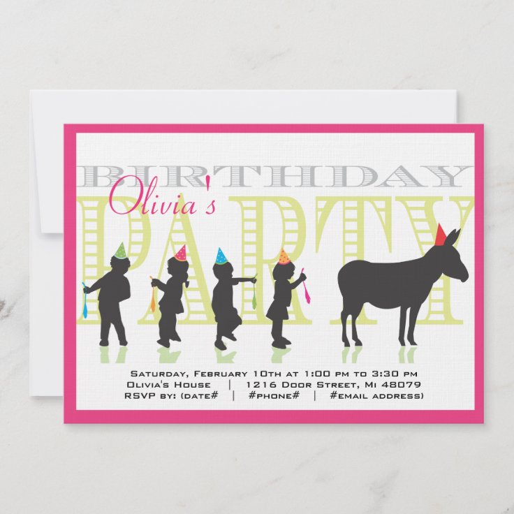 Pin the Tail on the Donkey Birthday Invitation | Zazzle