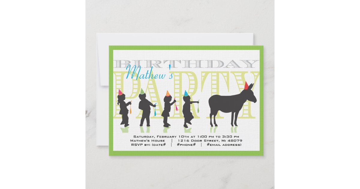 Pin the Tail on the Donkey Birthday Invitation | Zazzle