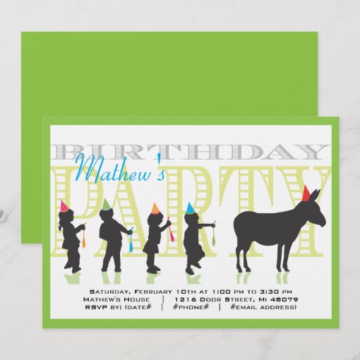 Pin the Tail on the Donkey Birthday Invitation | Zazzle