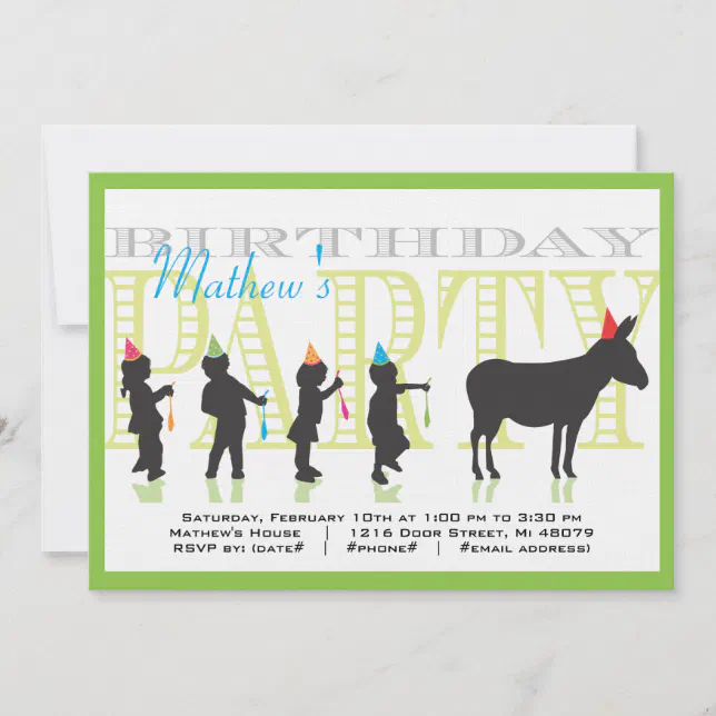 Pin the Tail on the Donkey Birthday Invitation | Zazzle