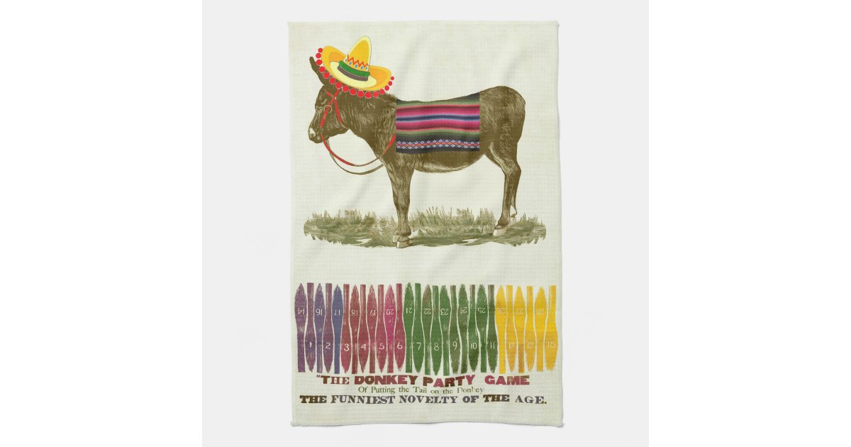 Pin the tail on the Donkey Kitchen Towel | Zazzle