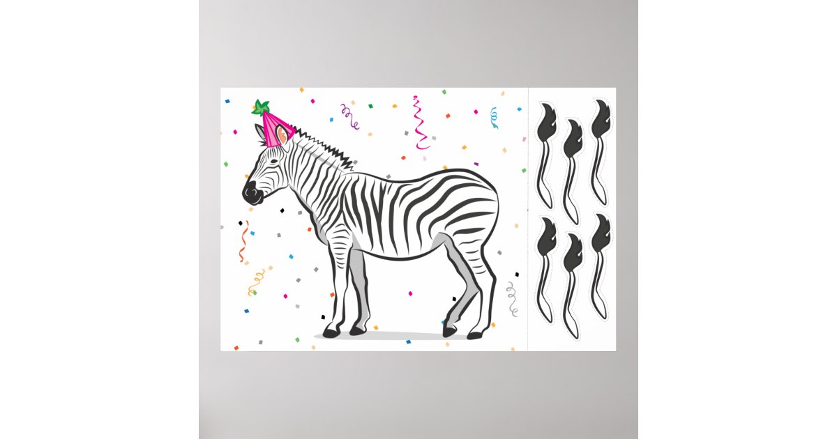 Pin the Tail on the Zebra Poster | Zazzle