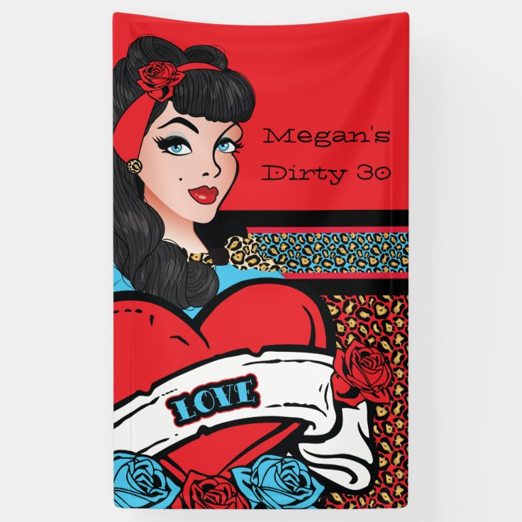 Pin-up Girl, Rock-a-Billy party Banner | Zazzle