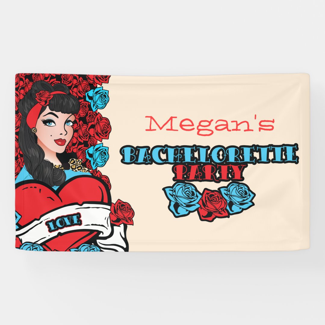 Pin-up Girl, Rock-a-Billy party Banner | Zazzle