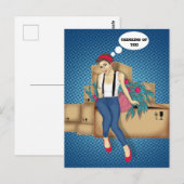 Pin-up girl with a bouquet of flowers postcard | Zazzle