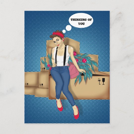 Pin-up girl with a bouquet of flowers postcard | Zazzle.com