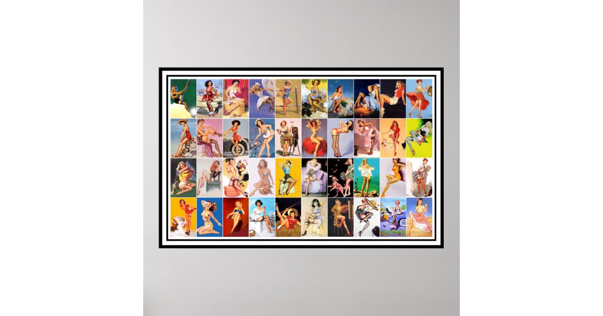 Pin up Girls Art Vintage Retro Print Collage | Zazzle