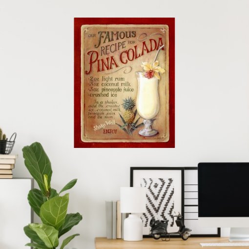 Pina colada recipe poster | Zazzle