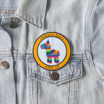 Pinata Day, cartoon donkey piñata Button | Zazzle