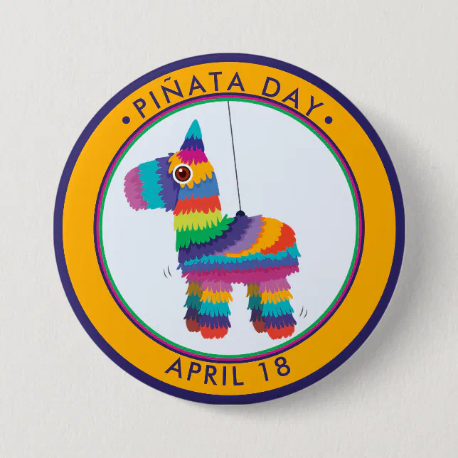 Pinata Day, cartoon donkey piñata Button | Zazzle