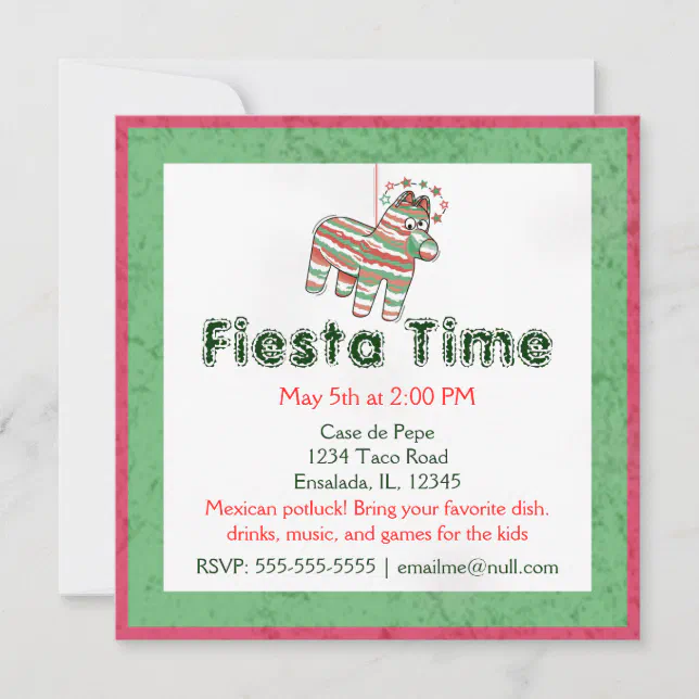 Pinata Fiesta Party Invitations | Zazzle
