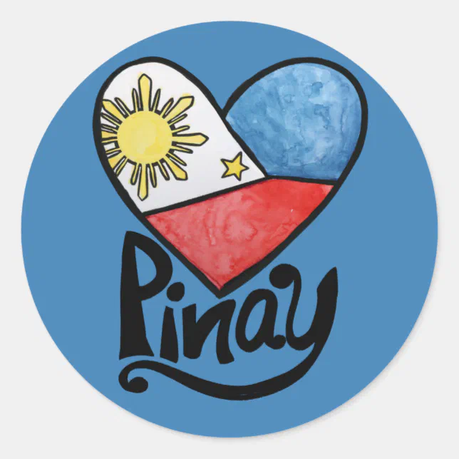 Pinay Philippines Flag Heart Filipina Classic Round Sticker | Zazzle