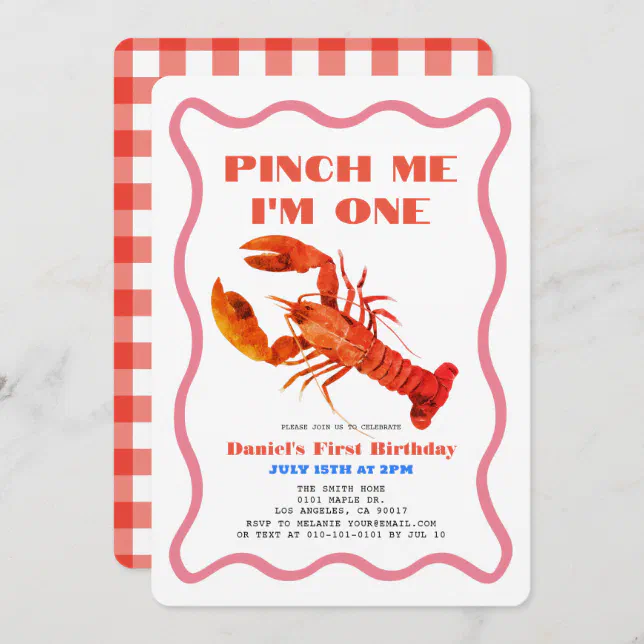 Pinch Me Retro Crawfish 1st Birthday Invitation | Zazzle