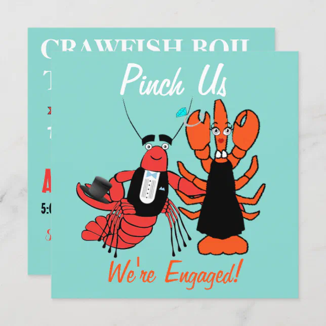 Pinch Us We're Engaged Crayfish Boil Shower Party Invitation | Zazzle
